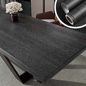 YENHOME 118"X30" Black Contact Paper Wood Contact Paper for Countertops Cabinets and Drawers Dark Wood Look Contact Paper Peel and Stick Wallpaper Removable Wood Wallpaper for Bedroom Kitchen Counter