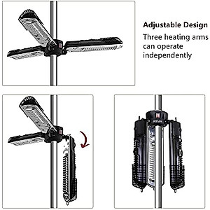Electric Patio Umbrella Heater, Adjustable Power Electric Parasol Infrared Radiant Heater with 3 Foldable Heating Panels for Pergola or Gazabo