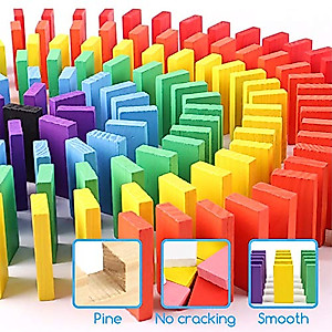 BigOtters Extra Large Domino Blocks Set, 108PCS Domino Starter Kit Colorful Wooden Domino Blocks Racing Tile Game Educational Toys for Boys Girls Birthday Gift Party Favor