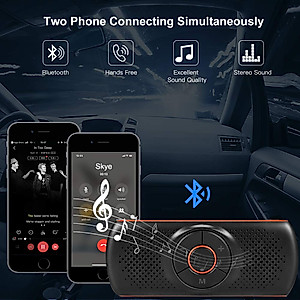 NETVIP Bluetooth Handsfree Speakerphone for Cell Phone, Wireless Car Kit Music Player Adapter with Back-Clip Portable Bluetooth Speaker for Home/Sport/Outdoor, Work with Siri/Google Assistant/TF Card