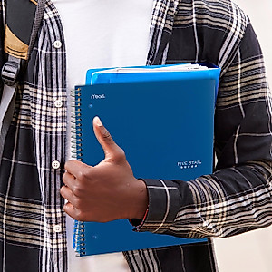 Five Star Spiral Notebook + Study App, 5 Subject, College Ruled Paper, 200 Sheets, 11" x 8-1/2", Pacific Blue, 1 Count (73635)