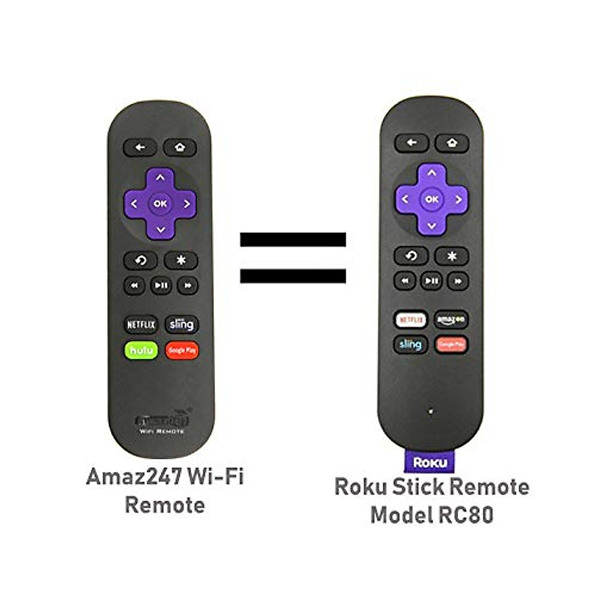Amaz247 Point-Anywhere Wi-Fi Remote Pairing with Roku Stick, Stick+, Roku Premiere, Premiere+, Roku Ultra, Roku 2,3,4; Replace Roku Stick Remote RC80