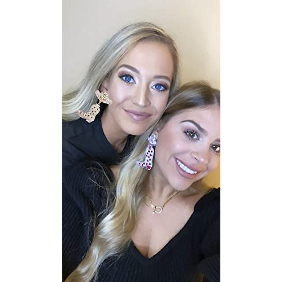 Western Country Earrings Sparkly Rhinestone Beaded Boots Hat Dangle Earrings for Women Fun Western Country Nashville Bachelorette Party Earrings Jewelry Gifts