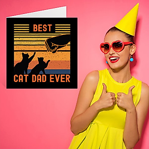 Birthday Cards for Dad from the Cat - Best Cat Dad Ever - Cat Fathers Day Card from Cat for Dad, Funny Cat Dad Papa Pops Gifts, 5.7 x 5.7 Inch Joke Happy Birthday Greeting Cards Gift for Daddy Papa