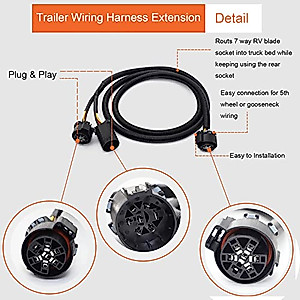 56070 7-Pin 7-Foot Trailer Wiring Harness,Vehicle-Side Truck Bed 5th Wheel & Gooseneck Trailers Extension Compatible with Ford,GMC,Chevrolet,Ram,Dodge,Nissan,Toyota 1997-2021