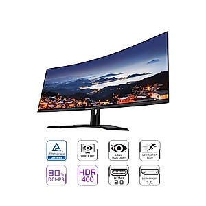 GIGABYTE G34WQC A 34" 144Hz Ultra-Wide Curved Gaming Monitor, 3440 x 1440 VA 1500R , 1ms (MPRT) Response Time, 90% DCI-P3, VESA Display HDR400, FreeSync Premium, BLACK (G34WQC A-SA)