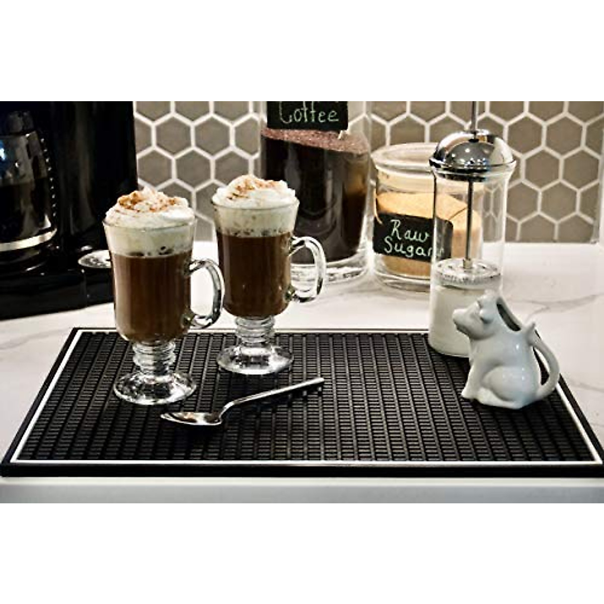 Highball & Chaser Premium Bar Mat 18in x 12in 1cm Thick Durable and Stylish Service Bar Mat for Spills, Coffee, Bars, Restaurants, Counter Top Dish Drying Mat, Glass Drying Mat
