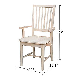 International Concepts Mission Side Chair with Arms, Unfinished