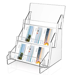 DLUGOPIS 3 Tier Acrylic Greeting Card Display Stand Greeting Card Organizer Display Stand Postcard Display Rack Card Display Shelf Retail Display Stand for Vendors Counter Greeting Card
