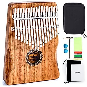 Hauoli Kalimba 17 Keys Thumb Piano with Protective Bag, Tuning Hammer and Study Instruction Artisan Newly Designed Mbira (Sandalwood)