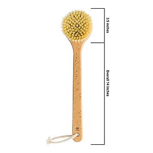 Redecker 100% Made in Germany Round Pig Bristle Bath Brush with Oiled Beechwood Handle, 14-1/5-Inches