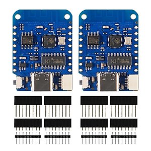 QCCAN 2pcs for WEMOS D1 Mini V4.0.0 Type-C USB WiFi Internet of Things Board Based ESP8266 4MB Compatible for Arduino MicroPython Nodemcu