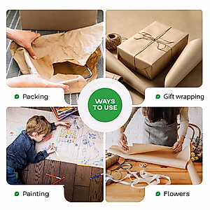 IDL Packaging 18" x 2160" (180 feet) Popular Pack Brown Kraft Paper Roll - Perfect Craft Wrapping Paper for Packing, Moving, Shipping - 100% Recycled Natural Wrap Material