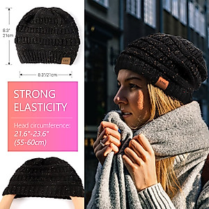 Winter Satin Lined Beanie Hats for Women Men Warm Oversized Slouchy Knitted Skull Cap with Satin Silk Lining for Natural Hair