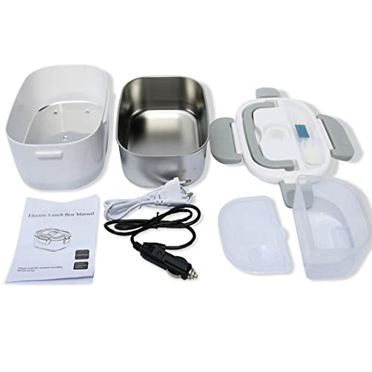 Adocfan Electric Lunch Box Heated Lunch Boxes For Adults Heated Lunch Box For Work Electric Lunchbox 100% Leak Proof Lunch Heating For Truckers With Removable Stainless Steel Container 1.5L 100W