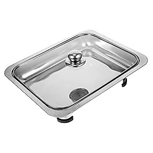 Cabilock 2pcs Steel Buffet Square Tray Salad Servers Square Dinner Plates Grill Serving Platters Chafing Buffet Set Chafing Pans Rectangular Buffet Serving Plate Serving Dish Buffet Pans