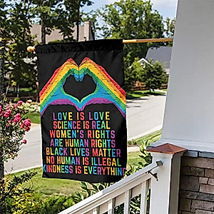 Love is Love Black Lives Matter Garden Flag For Outside, Double Sided BLM Lawn Sign, Revolution Movement Equality Social Vertical Flag Banner for Home Garden Yard Decorative 12 x 18 in