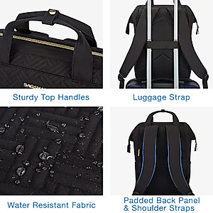 BAGSMART Laptop Backpack for Women Book Bag Cute Backpacks for School Womens Work Travel College Backpacks Gifts for Teacher Nurse, fits 15.6 Inch laptop Black