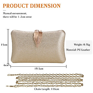 Women's Evening Bag Clutch Purse Sparkly Sequin Glitter Handbag Bridal Wedding Shoulder Bag Crossbody Bag with Leaf-style Flip Lock Messenger Bag for Wedding Cocktail Party Prom Gold