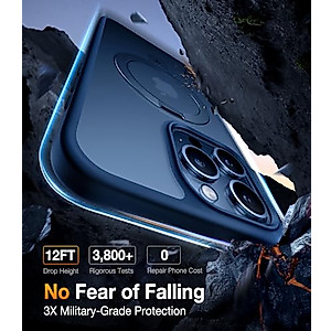 TORRAS Magnetic Ostand for iPhone 14 Pro Max Case [Compatible with Magsafe] with Stand, [Military Grade Drop Protection] Shockproof Translucent Back Slim Protective Phone Case (2022), Blue