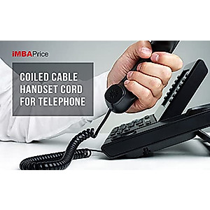 iMBAPrice (Pack of 2 Black Coiled Telephone Phone Handset Cable Cord, Coiled Length 3 to 12 feet Uncoiled (Value Pack)