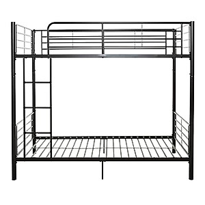 Walker Edison Elodie Urban Industrial Twin over Twin Metal Bunk Bed, Twin over Twin, Black