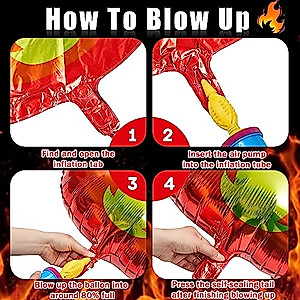 Glimin 18 Pcs Fire Truck Balloons Set 4 Aluminum Foil Flame Balloon, 2 Fire Truck Firefighter Balloon, 6 Fire Balloons, 6 Star Balloons for Rescue Themed Decoration Firefighter Birthday Party Supplies