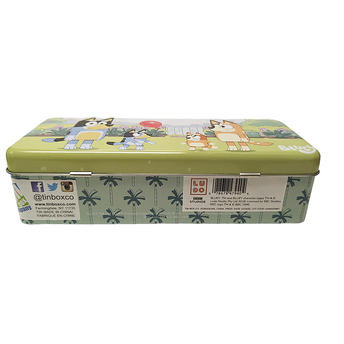 The Tin Box Company Bluey Pencil Box with Handle Clasp & Hinge, Model: 479407-12