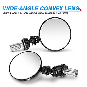 MICTUNING Universal Motorcycle Mirrors - 3 Inch Round Folding Bar End Side Mirror Compatible with Honda, Scooter, Suzuki, Yamaha, Kawasaki, Victory and More