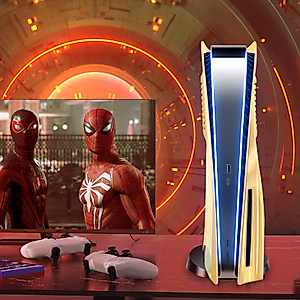 SIKEMAY PS5 Cover Plates for Playstation 5 Console Disc Edition, PS5 Accessories Face Plates Side Shell with Cooling Fan Vents, Hard Shockproof Protective Custom Dust Skin Covers Case (Plating Gold)