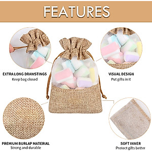 CCINEE 24PCS Burlap Drawstring Gift Bag,Organza Treat Bag Pouch for Wedding Baby Shower Party Favor Supply,4 X 6 Inch