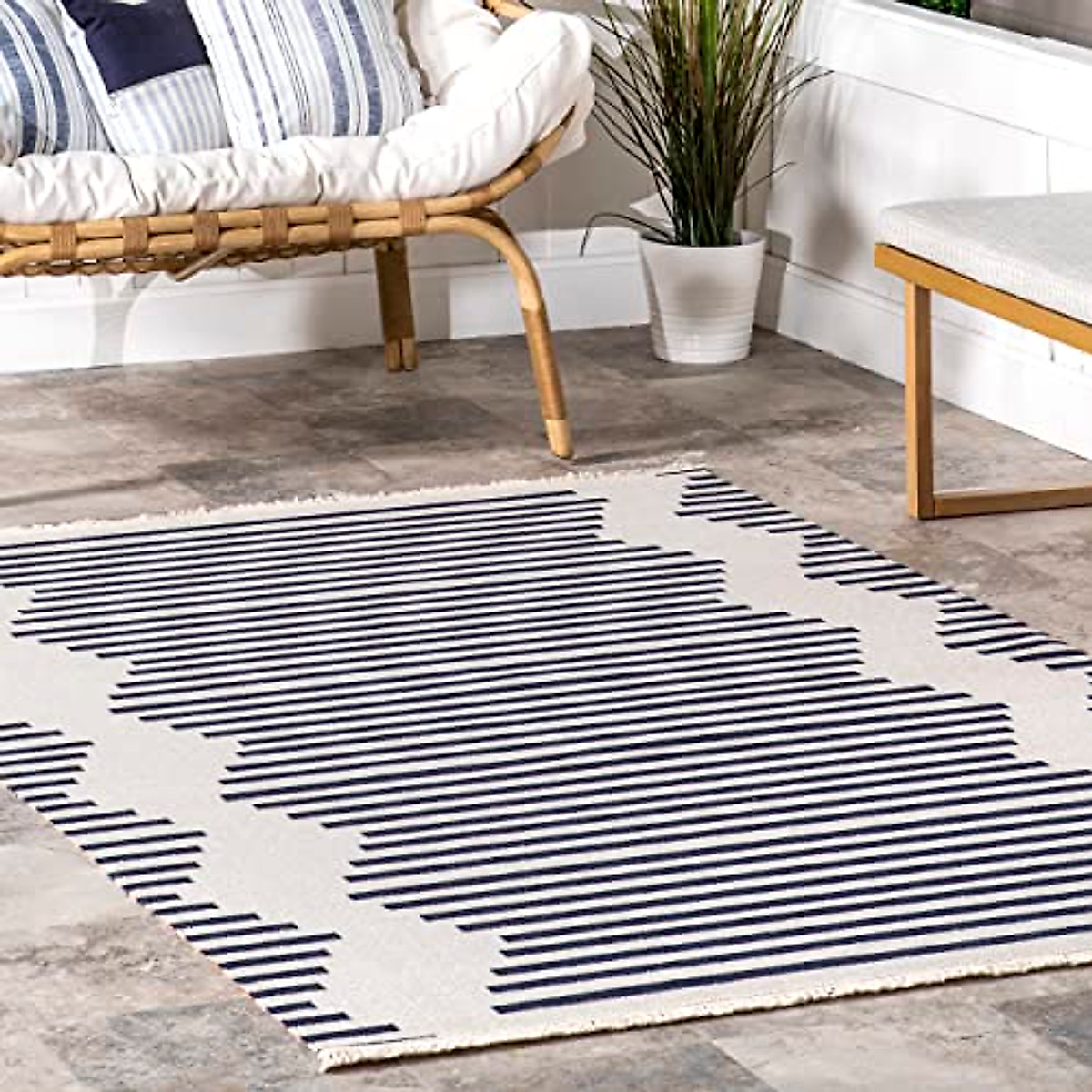 nuLOOM Holly Multi Stripe Indoor/Outdoor Area Rug, 8' x 10', Blue