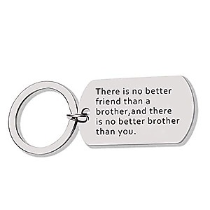 LZIYAN Lettering Tag Key Ring There is No Better Friend Than A Brother Keychain Stainless Steel Rectangle Pendant Key Chain,1#