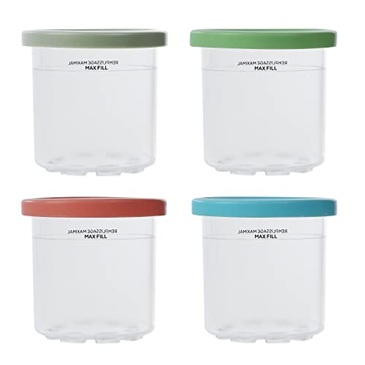 Ice Cream Pint Containers with Silicone Lids Replacement，Compatible with NC299AMZ and NC300s Series Creami Ice Cream Makers
