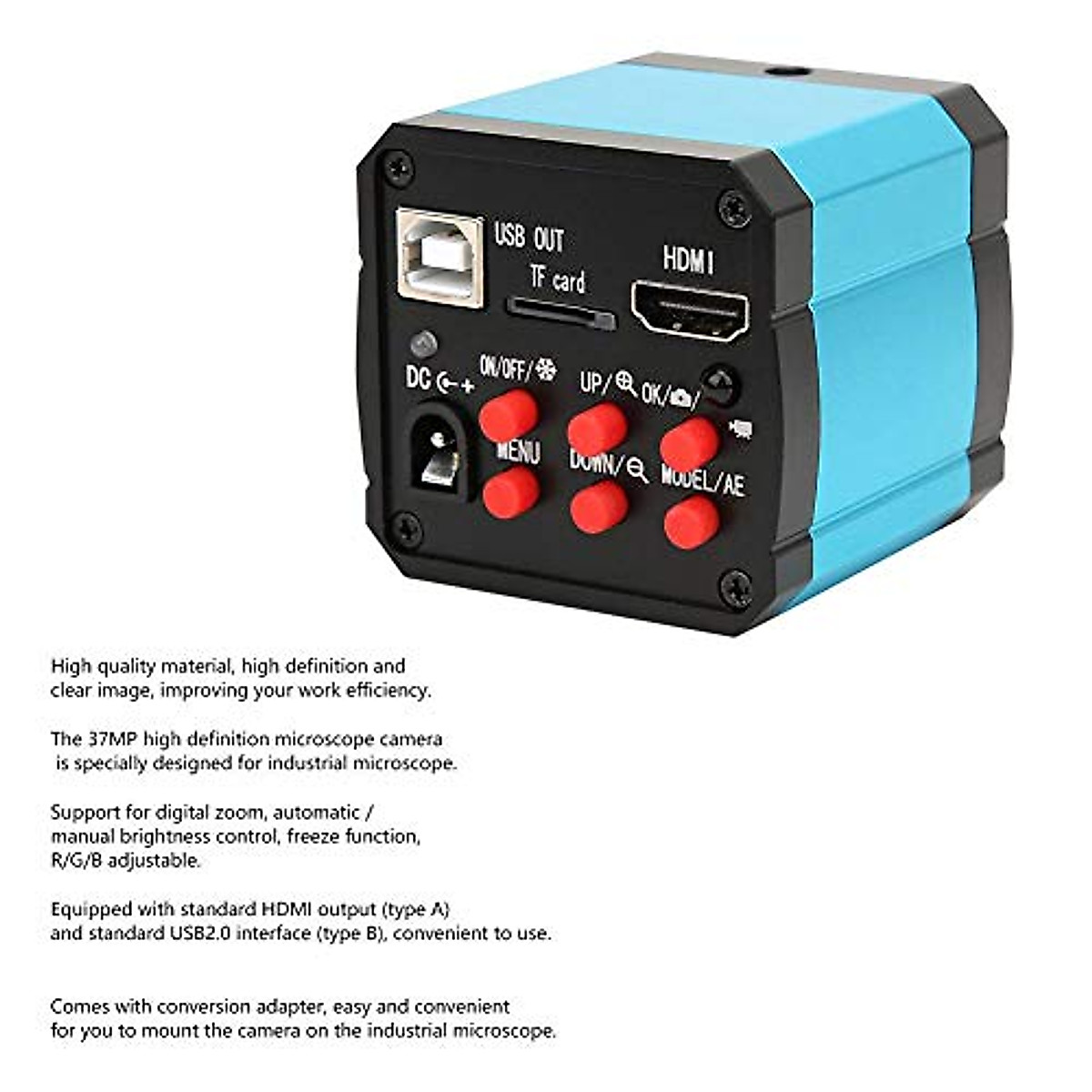 37MP 1080P 60FPSUSB Microscope Camera Video Industry MicroscopeCamera with Conversion Adapter, 100-240V Microscope Digital Camera C Mount Microscope Camera (US Plug)
