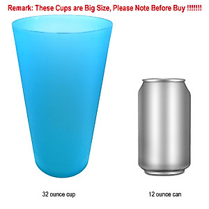 YUYUHUA Reusable Plastic Cups 32 oz - Large Plastic Cups Dishwasher Safe - BPA Free Plastic Tumblers Drinking Glasses set of 12 - Unbreakable Big Cup for Kitchen Party Camping Outdoor