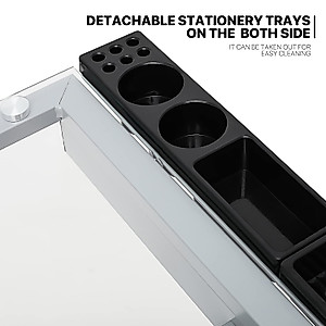 MoNiBloom Drafting Table on Wheels with Storage & Side Tray - Adjustable 0-65° Glass Tabletop, Replaceable Feet Art Desk