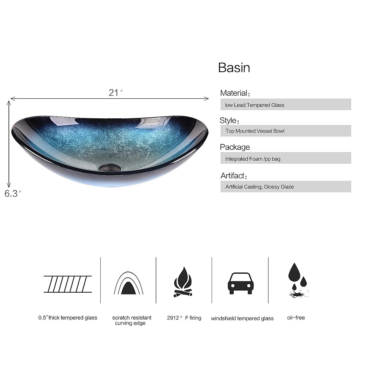 Puluomis Bathroom Vanity, 28 inch Modern Natural Color Wood Fixture Stand Pedestal Bathroom Cabinet with Bathroom Boat Blue Glass Vessel Sink Top