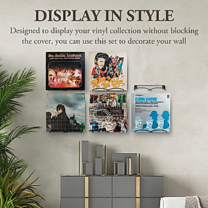 MyGift Wall Mounted Retro Style Matte Black Metal Wire Holder for Vinyl Records Showcase, Floating Album Cover Art, Hanging LP Record Display Rack, Set of 6