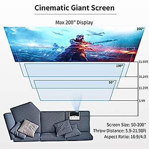 Bluetooth HD 1080P Video Projector 9000Lumen High Brightness Smart Android Home Theater System 200" Display Wireless TV Projectors for Mobile Phones Laptop, USB HDMI VGA 10W Speaker