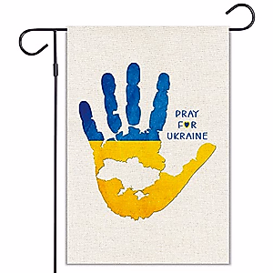 Haustalk Pray for Ukraine Garden Flags Double Sided Ukrainian National Garden Flag Ukraine Polyester Flag for Yard House Decor 12x18