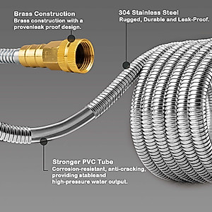 FangFarm Stainless Steel Garden Hose: Durable Quality Metal with High-pressure Water Output for Gardeners（1FT）