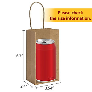 BagDream 100 Pack 3.5x2.4x6.7 Inches Mini Gift Bags Party Favor Bags Small Brown Gift Bags with Handles Bulk Kraft Paper Bags Recyclable Paper Sacks