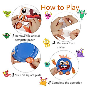 KATOOM 12 Pack Paper Plate Craft for Kids DIY Art Kit Monster Craft Gift for 4, 5,6,7,8 Year Old Boys Girls Toddlers, Art Project for Birthday Gift Party Supplies