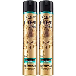L'Oreal Paris Hair Care Elnett Satin Extra Strong Hold Hairspray, Unscented, 11 Ounce (Pack of 2)