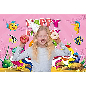 Baby Shark Birthday Backdrop Party Supplies,Blue Cartoon Whale Sign Poster Large Fabric Shark Sign Birthday Photo Backdrop Backgroud for Birthday Party Decoration Supplies,59 x 39 Inch