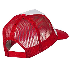 e4Hats.com Smile Face Embroidered Foam Mesh Back Cap - Red White Red OSFM