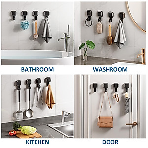 VELMADE Suction Towel Hook for Bathroom, Damage-Free Hanging, Powerful Vacuum Suction Cup Shower Loofah Holder, Removable Shower Hooks for Inside Shower Wall, Easy to Install and Remove, White, 4 Pack