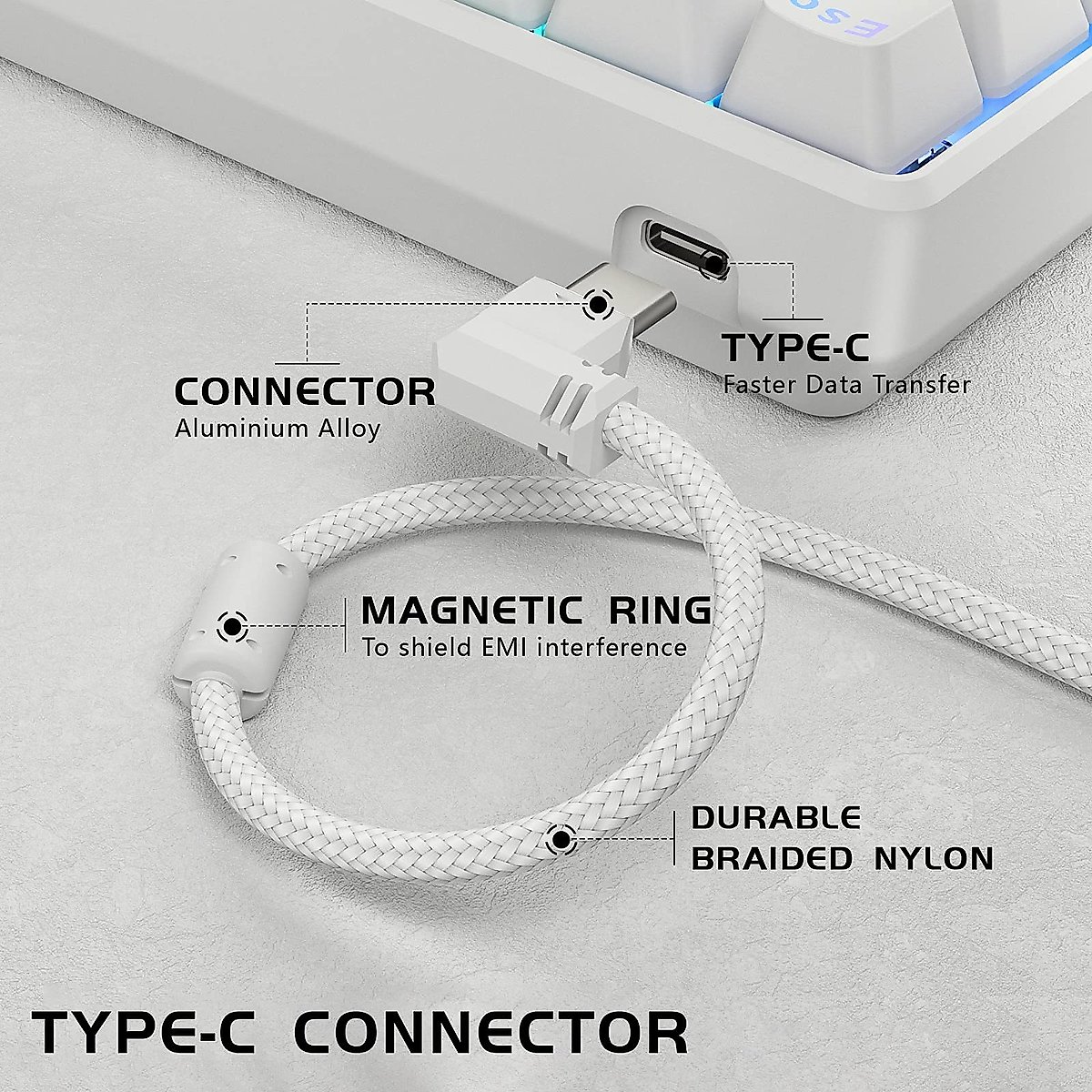 Punkston TH61 60% Mechanical Gaming Keyboard,RGB Backlit Wired Ultra-Compact Mini Mechanical Keyboard Full Keys Programmable White (Optical Black Switch) (Renewed)