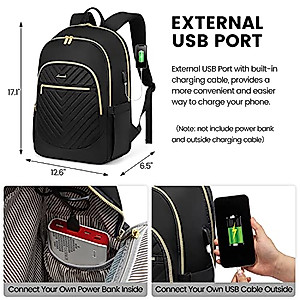 LOVEVOOK Travel Laptop Backpack for Women Men, Anti Theft Work Laptop Bag with USB Port, Water Resistant 15.6 Inch Computer Backpacks Purse Casual Daypack, Black